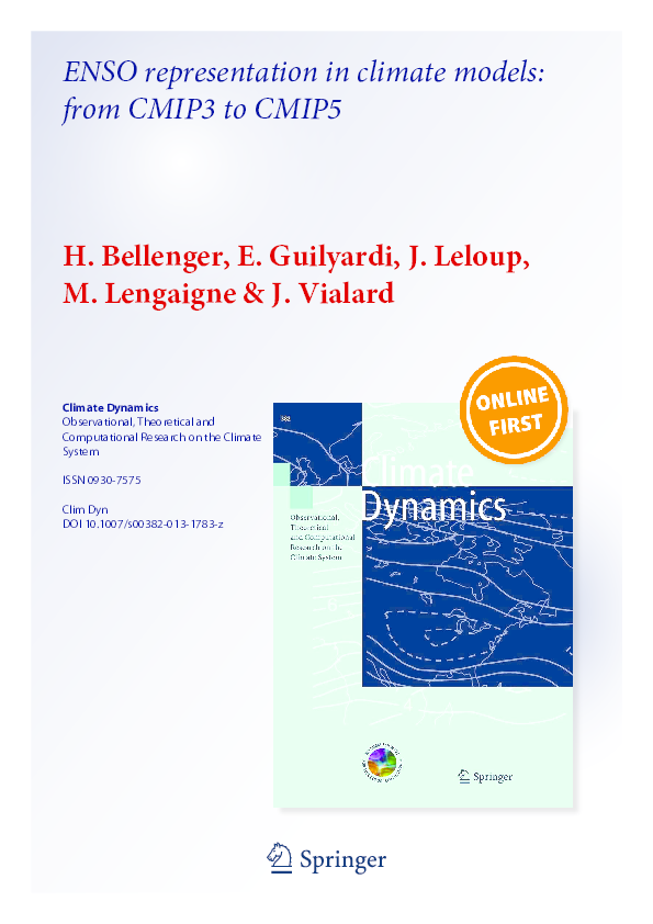 (PDF) ENSO representation in climate models: from CMIP3 to CMIP5 ...