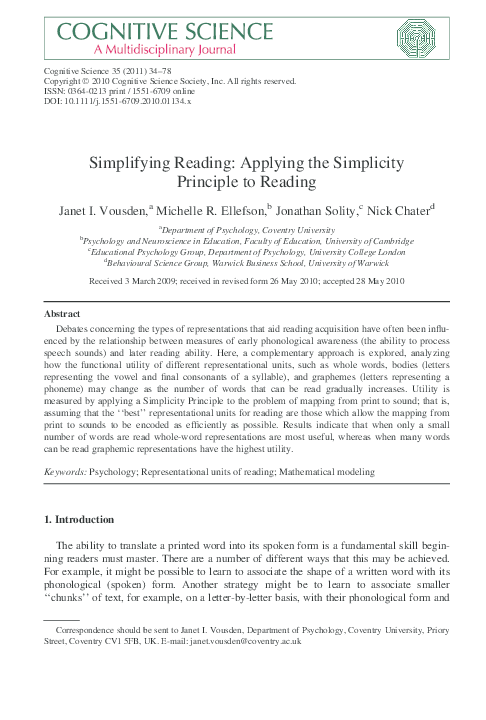 (PDF) Simplifying Reading: Applying the Simplicity Principle to Reading