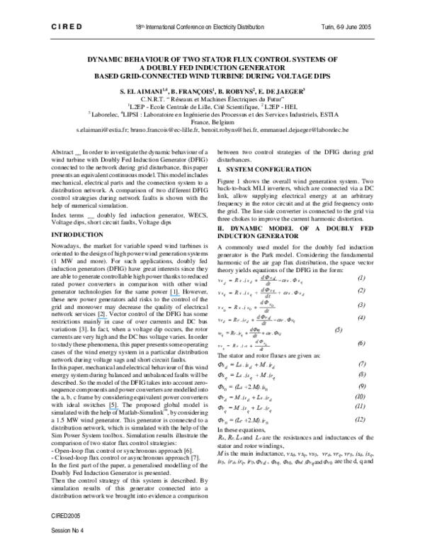 Pdf Dynamic Behaviour Of Two Stator Flux Control Systems Of A Doubly Fed Induction Generator