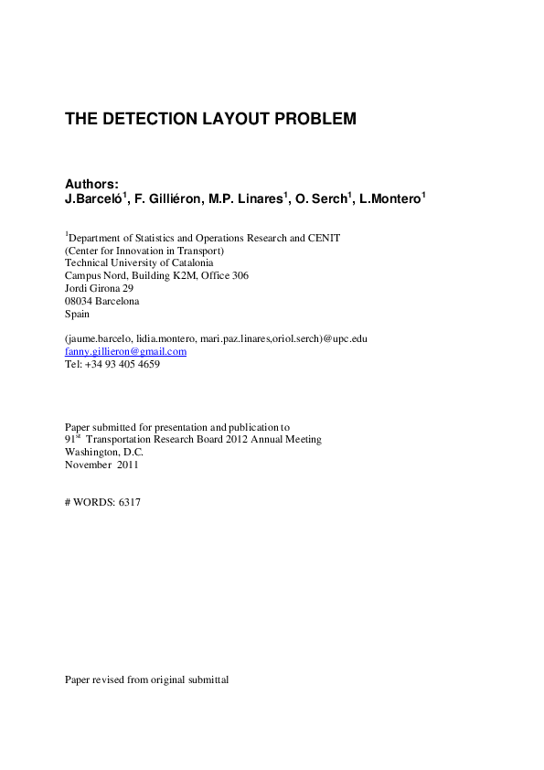 (PDF) The detection layout problem