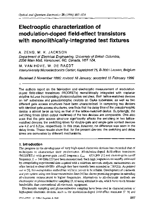 (PDF) Electrooptic characterization of modulation-doped field-effect ...