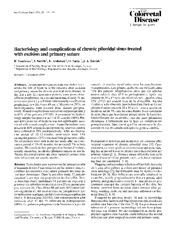 (PDF) Bacteriology and complications of chronic pilonidal sinus treated ...