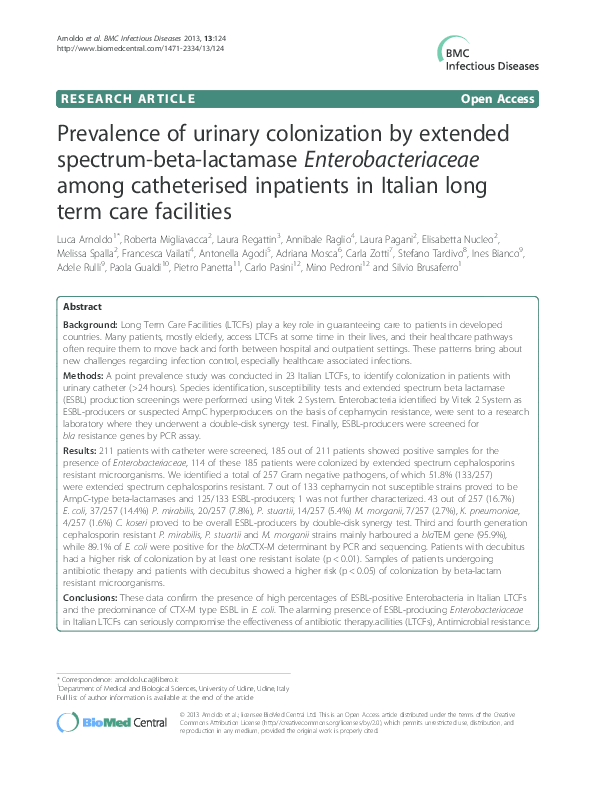 (PDF) Prevalence of urinary colonization by extended spectrum-beta ...