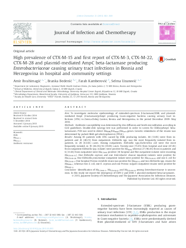 (PDF) High prevalence of CTX-M-15 and first report of CTX-M-3, CTX-M-22 ...