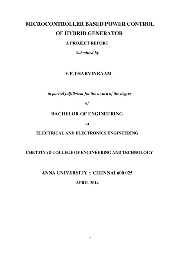 (PDF) MICROCONTROLLER BASED POWER CONTROL OF HYBRID GENERATOR