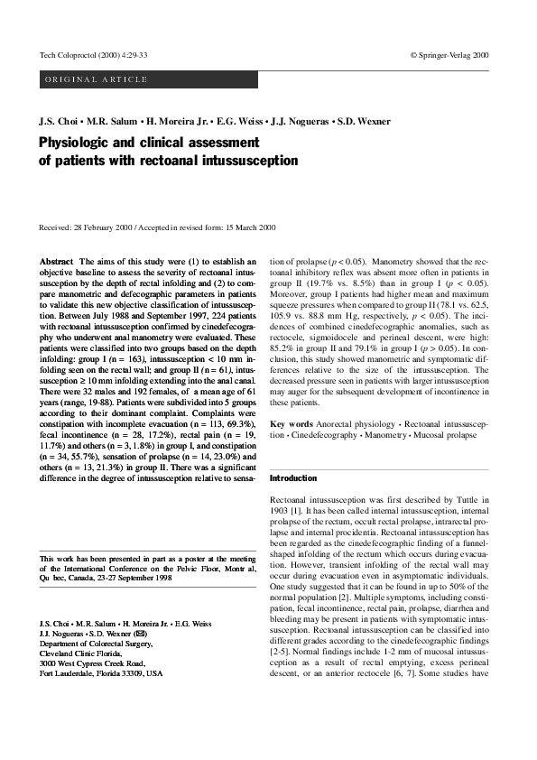 (PDF) Physiologic and clinical assessment of patients with rectoanal ...