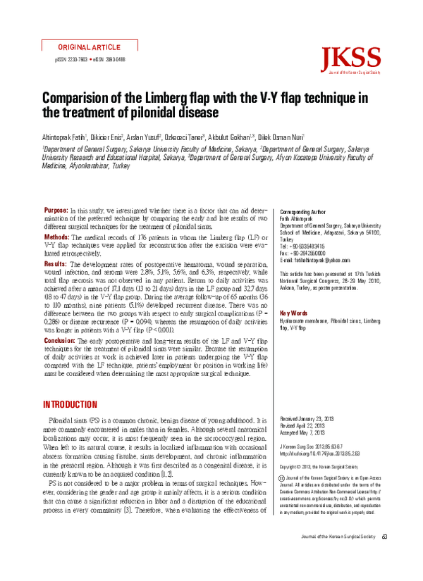 (PDF) Comparison of the V-Y Flap and Limberg Flap Operations in ...