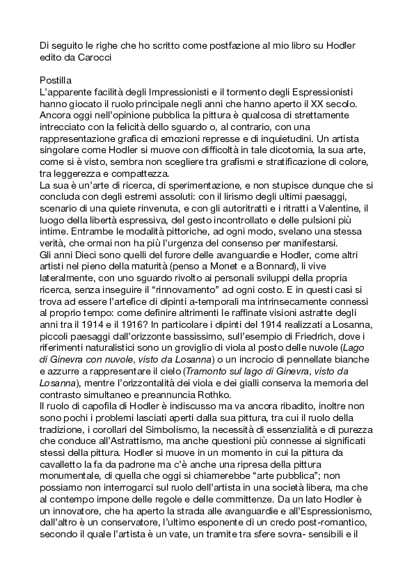 (PDF) Post Scriptum in the book "Ferdinand Hodler, fra simbolismo e ...