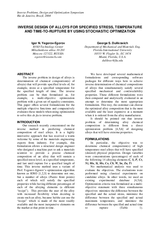 (PDF) INVERSE DESIGN OF ALLOYS FOR SPECIFIED STRESS, TEMPERATURE AND TIME-TO-RUPTURE BY USING ...