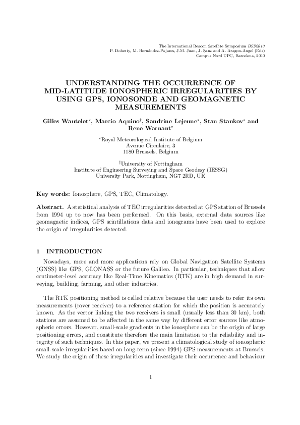 (PDF) Understanding the occurrence of mid-latitude ionospheric irregularities by using GPS ...