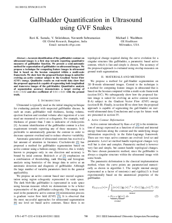 (PDF) Gallbladder quantification in ultrasound using GVF snakes