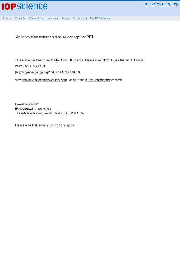 (PDF) An innovative detection module concept for PET