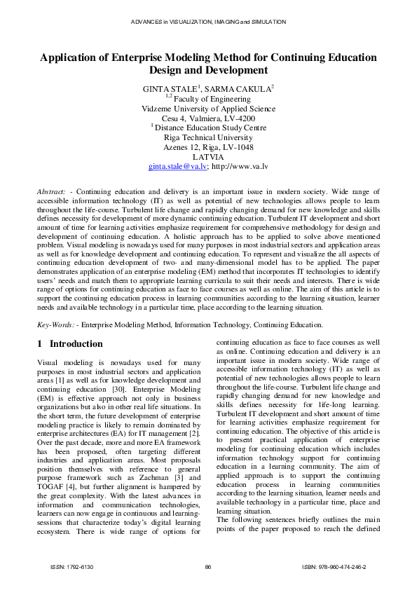 (PDF) Application of enterprise modeling method for continuing ...