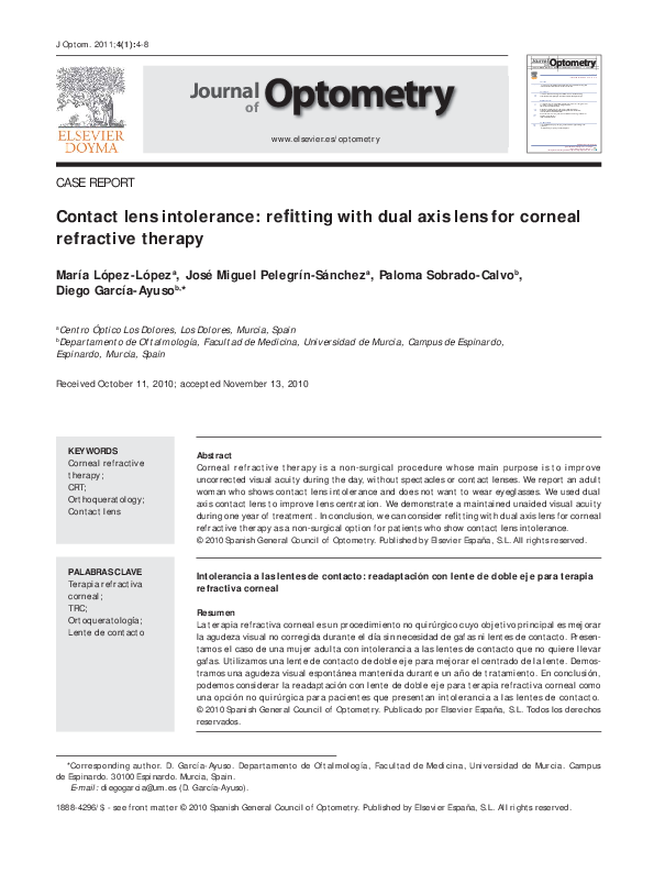 (PDF) Contact lens intolerance: refitting with dual axis lens for ...