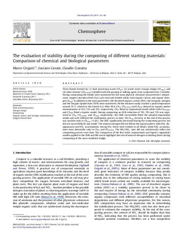 (PDF) Stability Evaluation of Composting Blends