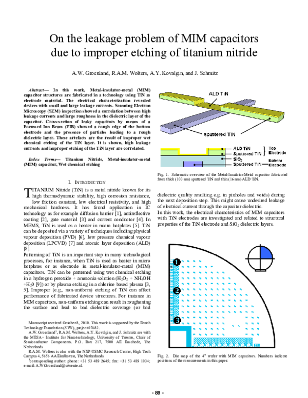 (PDF) On the leakage problem of MIM capacitors due to improper etching ...