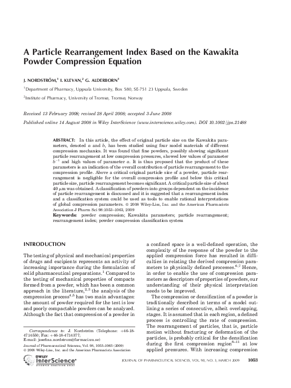 (PDF) A particle rearrangement index based on the Kawakita powder ...
