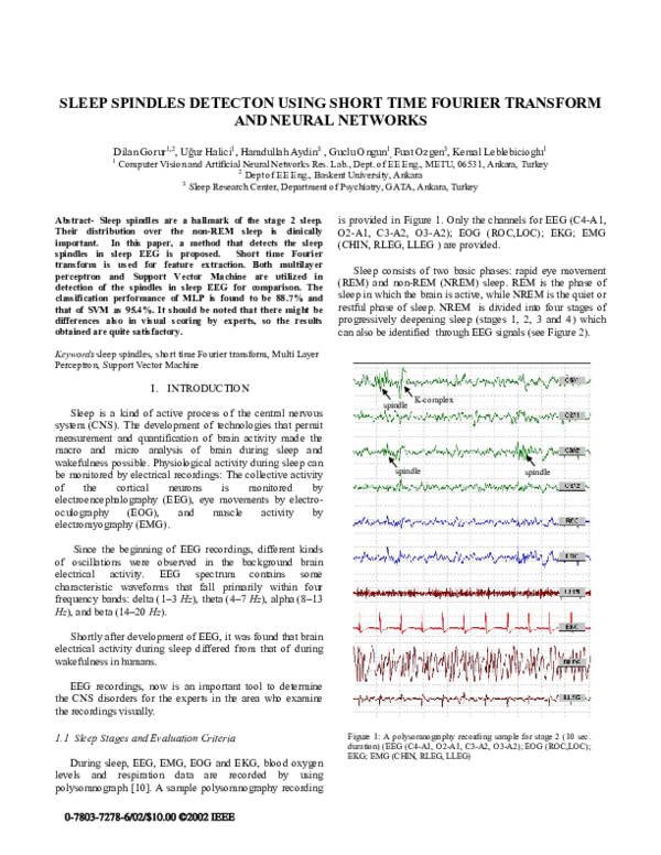 (PDF) Sleep spindles detection using short time Fourier transform and neural networks