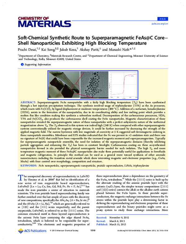 (PDF) Soft-Chemical Synthetic Route to Superparamagnetic FeAs@C Core ...