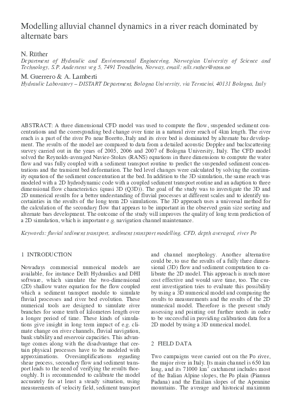 (PDF) Modelling alluvial channel dynamics in a river reach dominated by ...