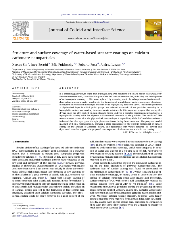 (PDF) Structure and surface coverage of water-based stearate coatings ...