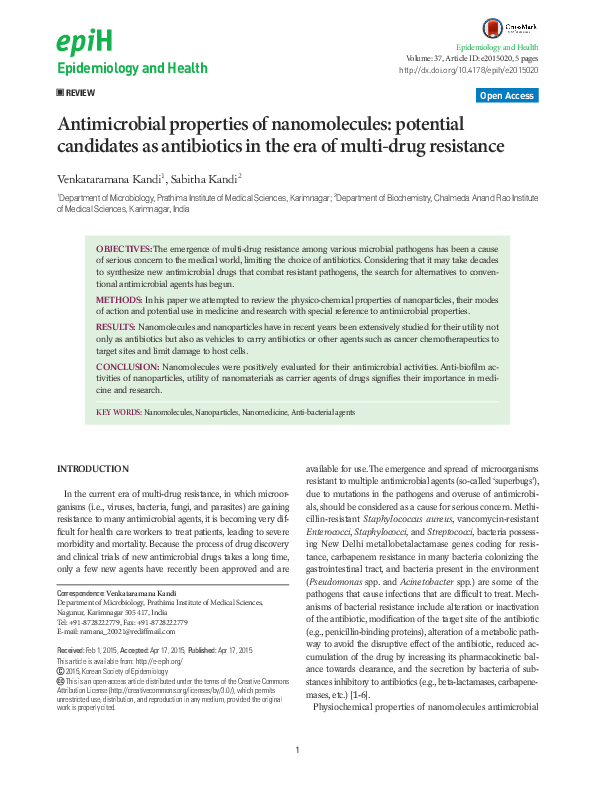 (PDF) Antimicrobial properties of nanomolecules: potential candidates ...