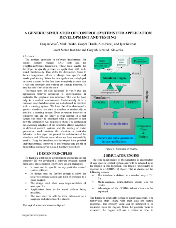 (PDF) A GENERIC SIMULATOR OF CONTROL SYSTEMS FOR APPLICATION ...