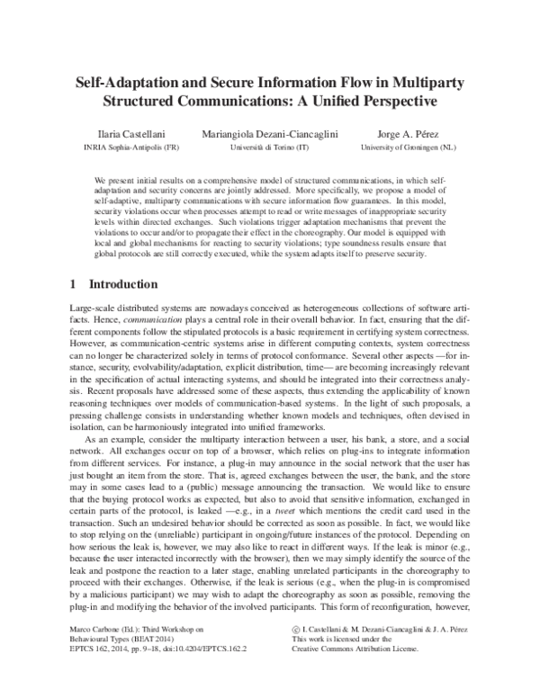 (PDF) Self-Adaptation and Secure Information Flow in Multiparty Structured Communications: A ...