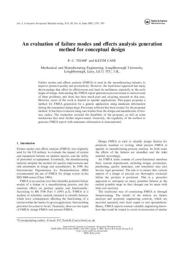 (PDF) An evaluation of failure modes and effects analysis generation ...