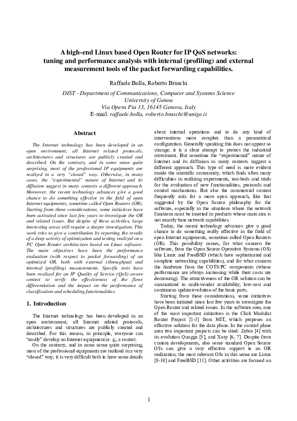 (PDF) Quality of Service on the Internet: Evaluation of the IntServ Architecture on the Linux ...