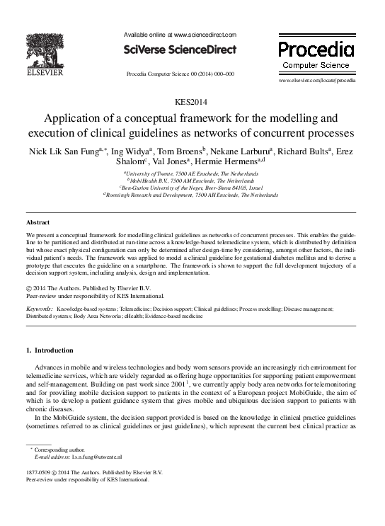 Pdf Application Of A Conceptual Framework For The Modelling And Execution Of Clinical