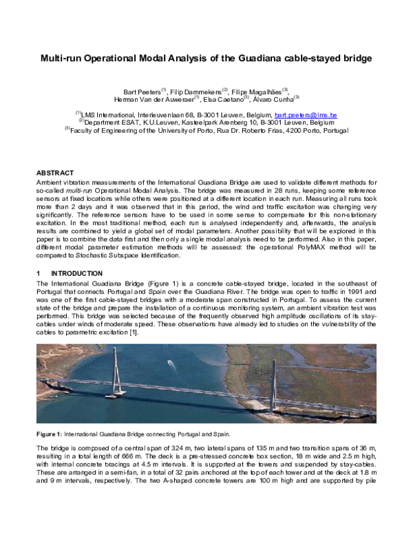 (PDF) Multi-run operational modal analysis of the Guadiana cable-stayed bridge