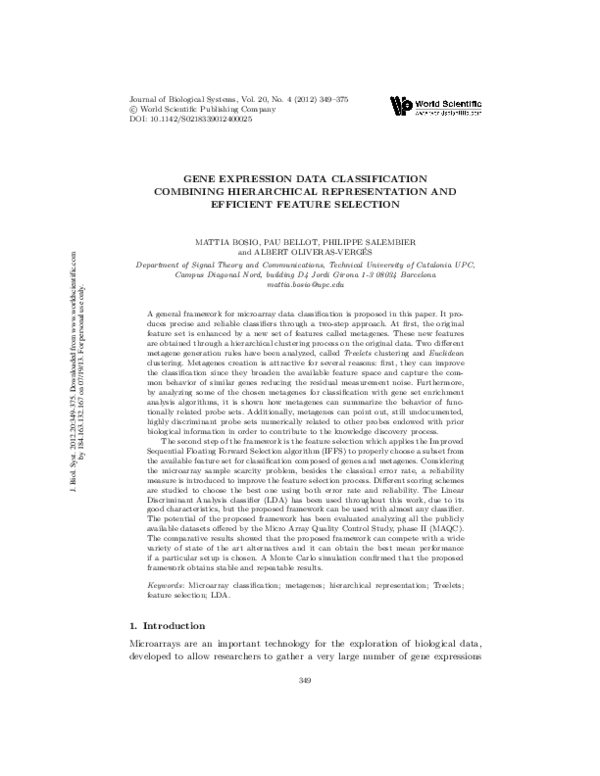 Pdf Gene Expression Data Classification Combining Hierarchical