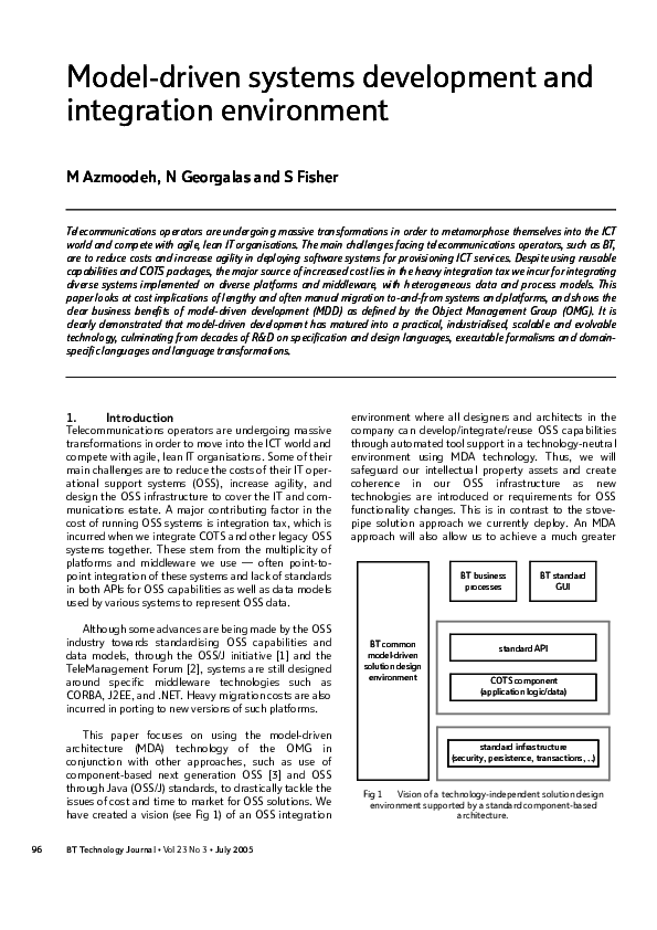 (PDF) Model-driven systems development and integration environment