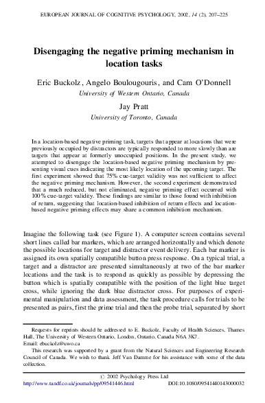 (PDF) Disengaging the negative priming mechanism in location tasks