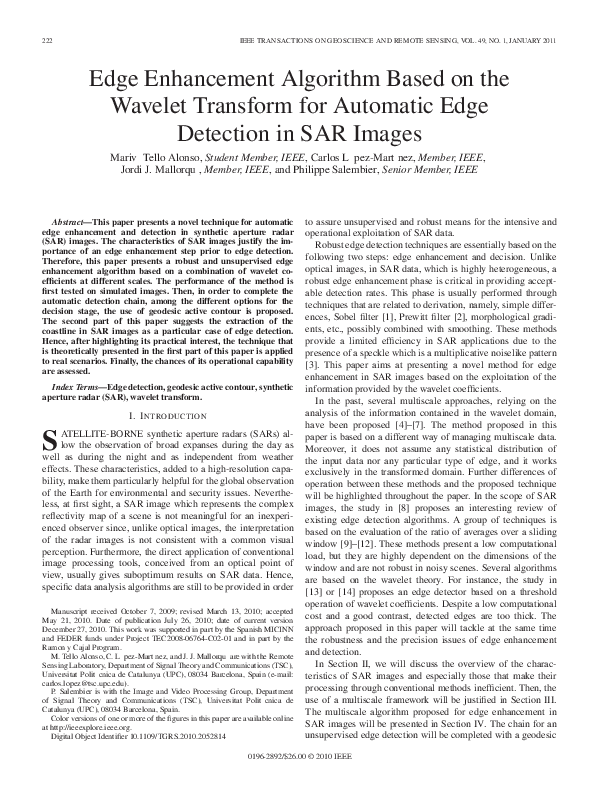 Pdf Edge Enhancement Algorithm Based On The Wavelet Transform For