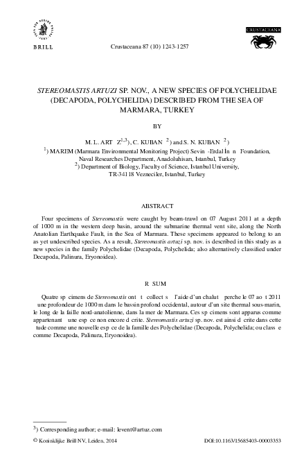 (PDF) Stereomastis artuzi sp. nov., a new species of Polychelidae ...