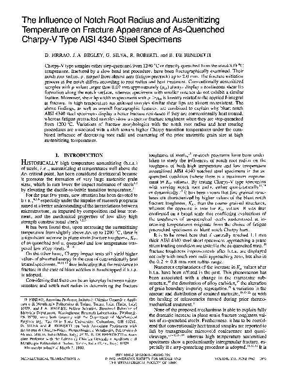 (PDF) The Influence of Notch Root Radius and Austenitizing Temperature ...