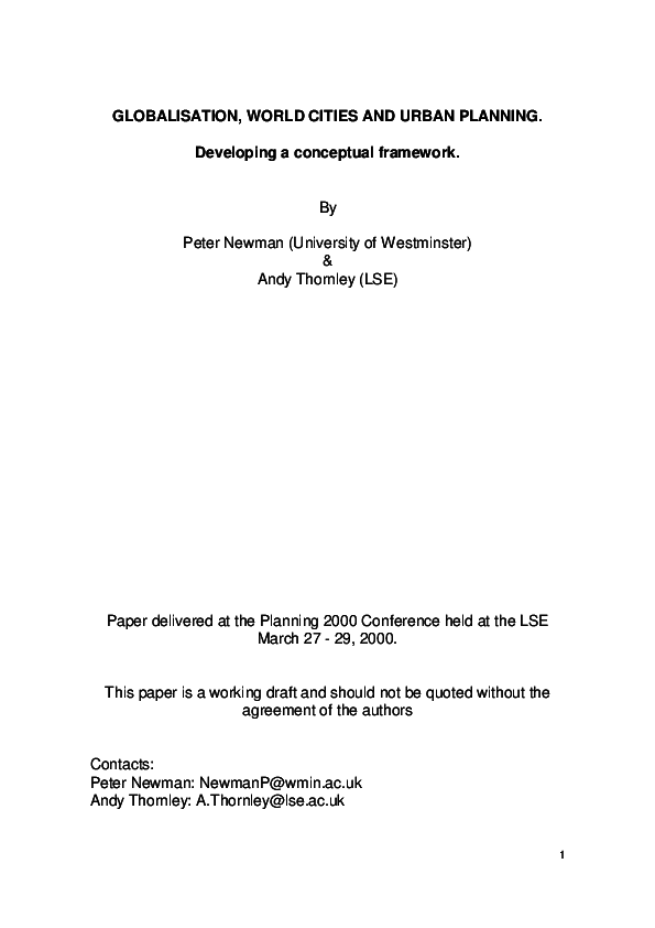 (PDF) Globalisation, World Cities, and Urban Planning: Developing a ...