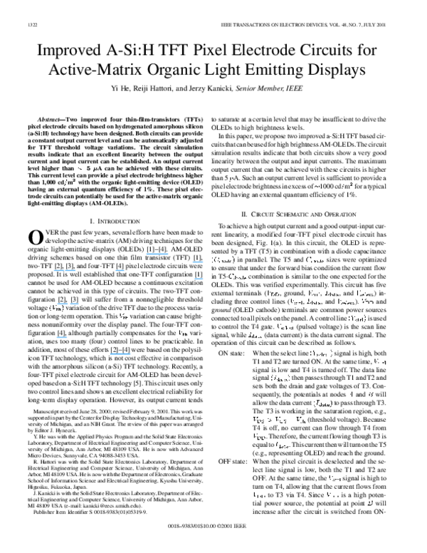 (PDF) 70.3: Current-Scaling a-Si:H TFT Pixel Electrode Circuit for AM-OLEDs | Jerzy Kanicki ...