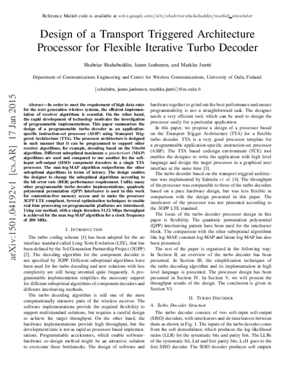 Pdf Design Of Transport Triggered Architecture Processors For Wireless Encryption