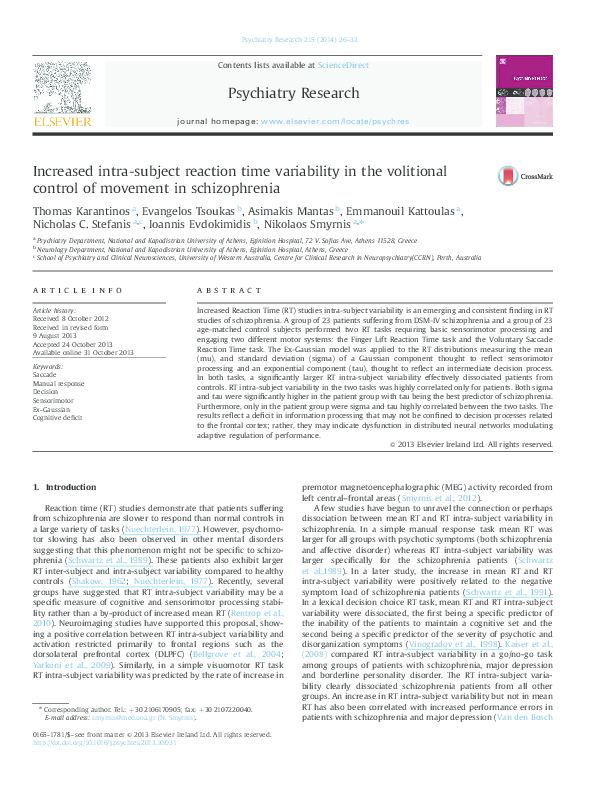 (PDF) Increased intra-subject reaction time variability in the ...