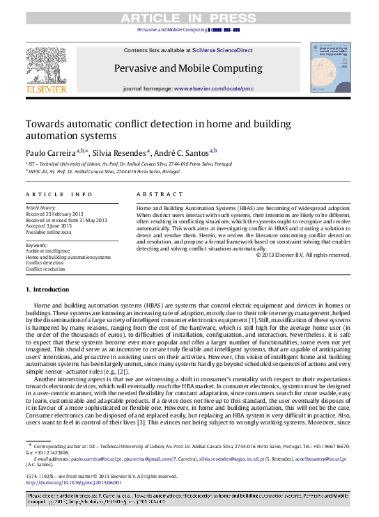 (PDF) Towards automatic conflict detection in home and building automation systems