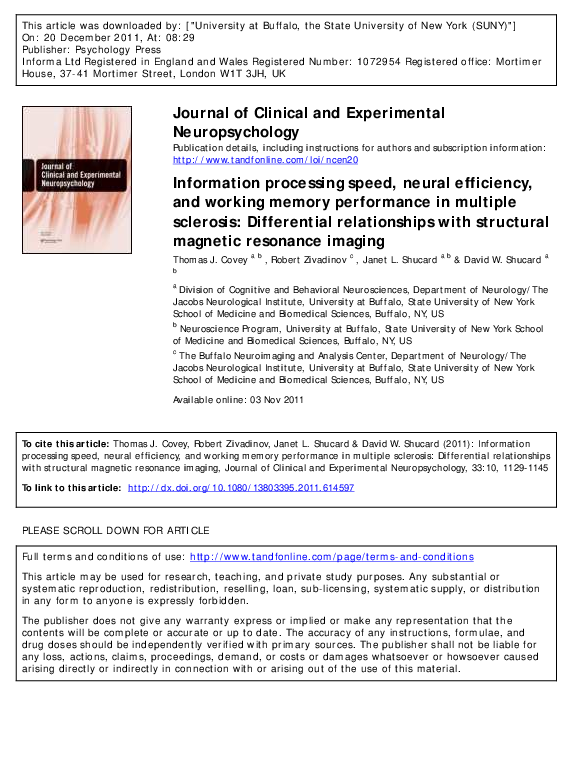 Pdf Information Processing Speed Neural Efficiency And Working Memory Performance In