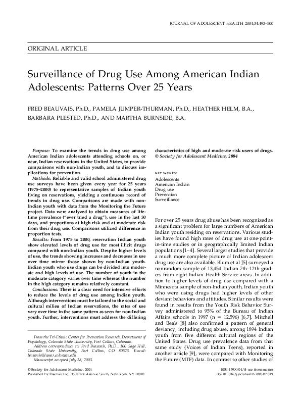 (PDF) Surveillance of drug use among American Indian adolescents ...