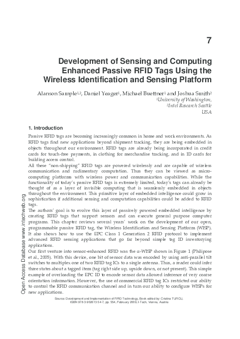 (PDF) Development of Sensing and Computing Enhanced Passive RFID Tags ...