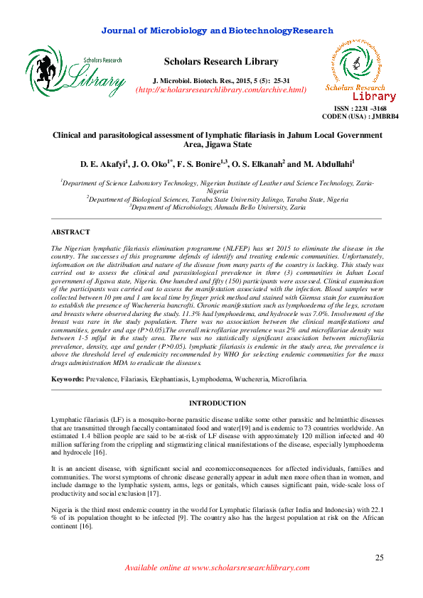 (PDF) 20 Years of Progress in Lymphatic Filariasis Research | Narain H ...