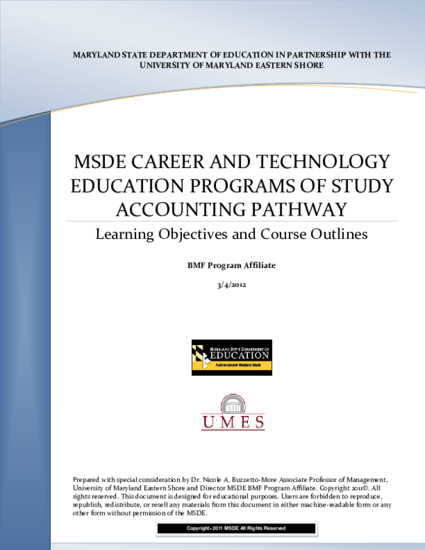 (PDF) Accounting Pathway Objectives and Course Outlines