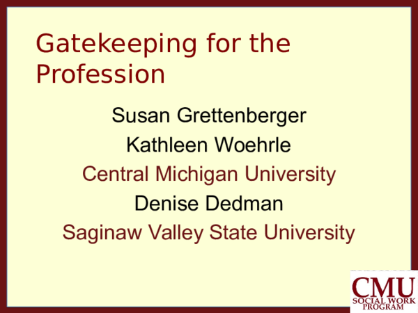 (PPT) Gatekeeping in Social Work