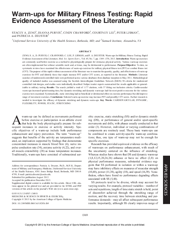 (PDF) Warm-ups for Military Fitness Testing